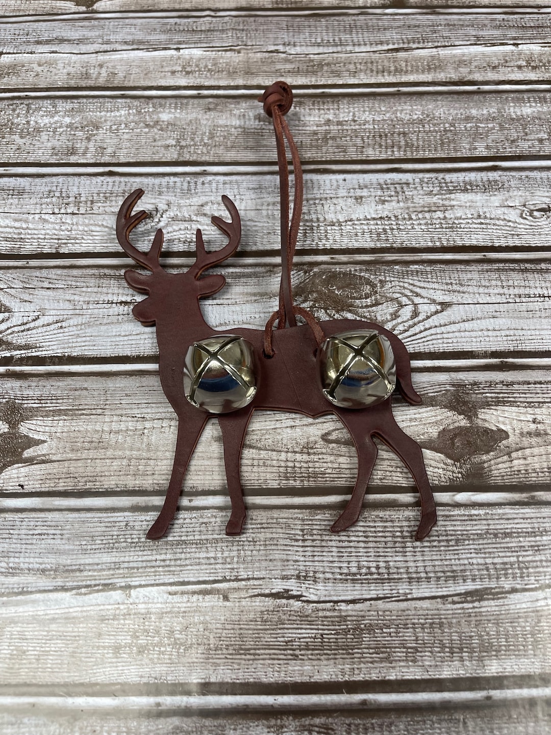 Leather Deer Bell Hanger | Door Hanger | Jingle Bells | Door Alarm ...