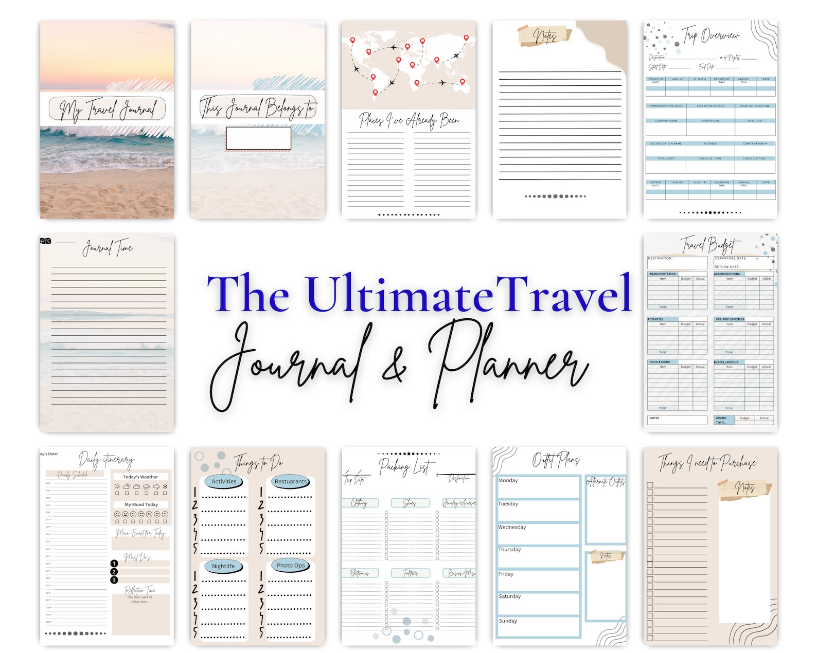 Ultimate Printable Travel Journal , Travel Planner, Packing List ...