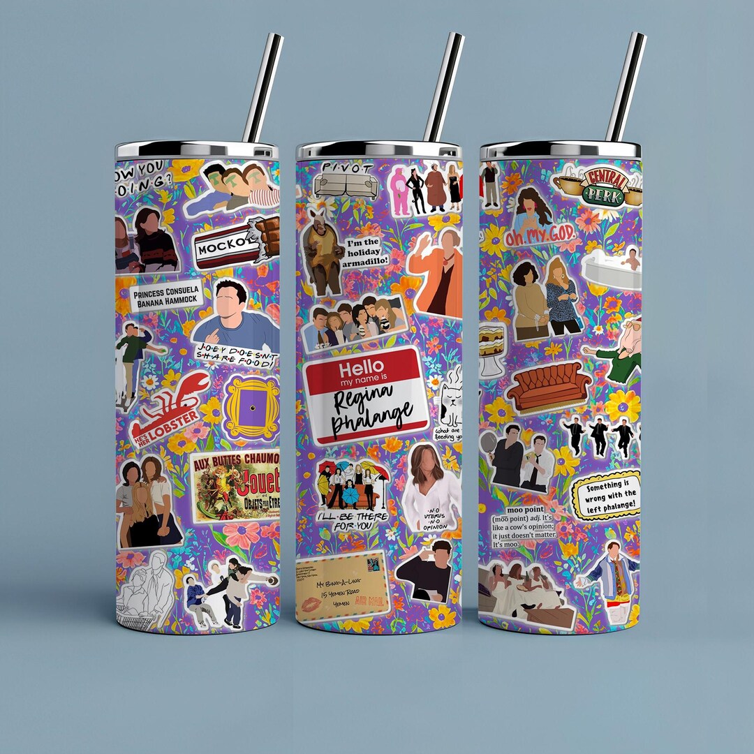 Friends Tv Sticker Floral Collage 20 OZ Sublimation Tumbler Wrap ...