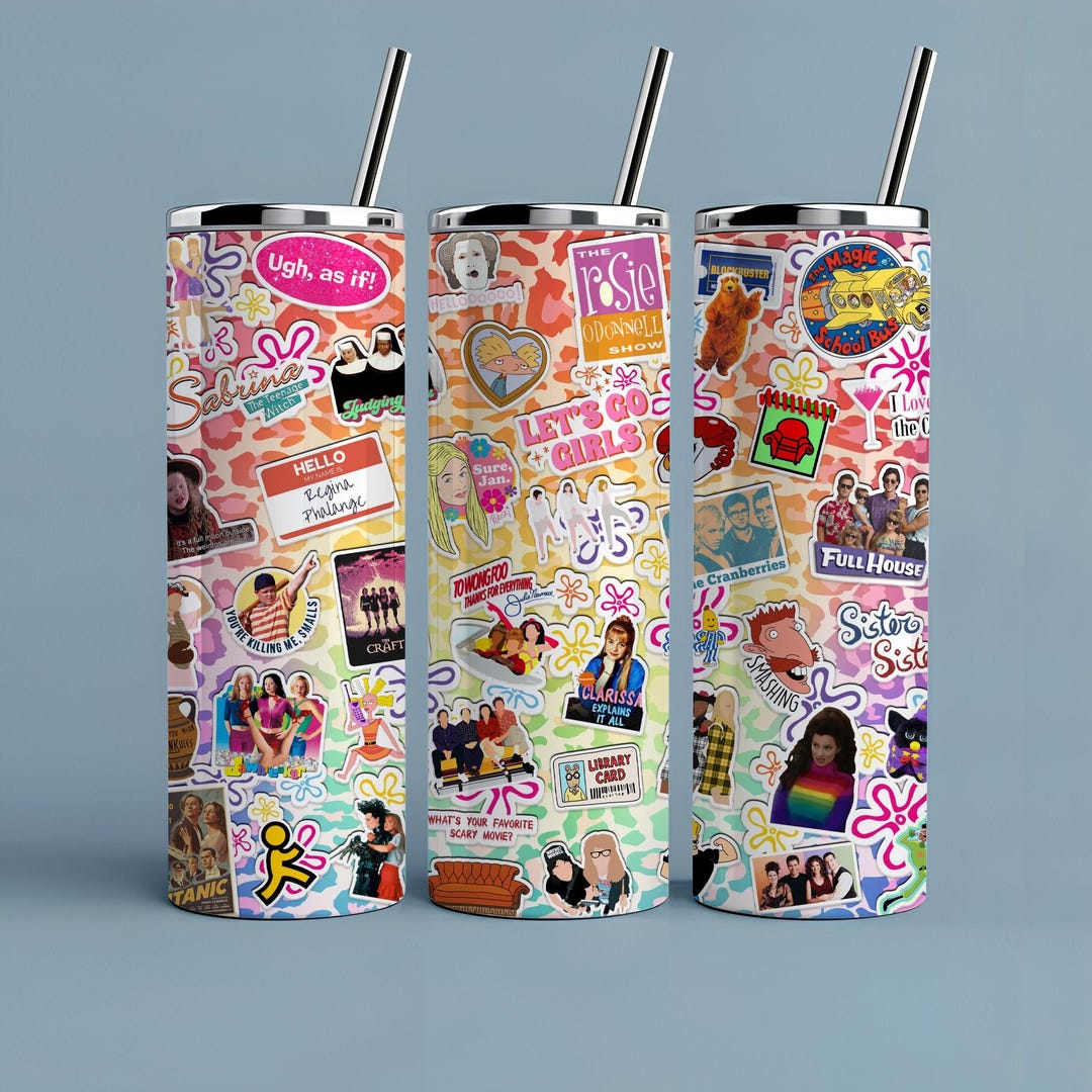 90s Pop Culture Collage Sublimation Wrap | Digital Download DIY 20 Oz ...