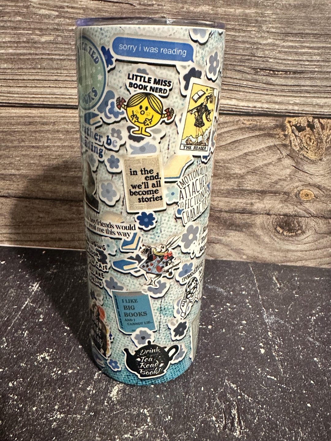 Tumbler Reading Sticker Collage 20 Oz Book Bookish Stainless Steel ...