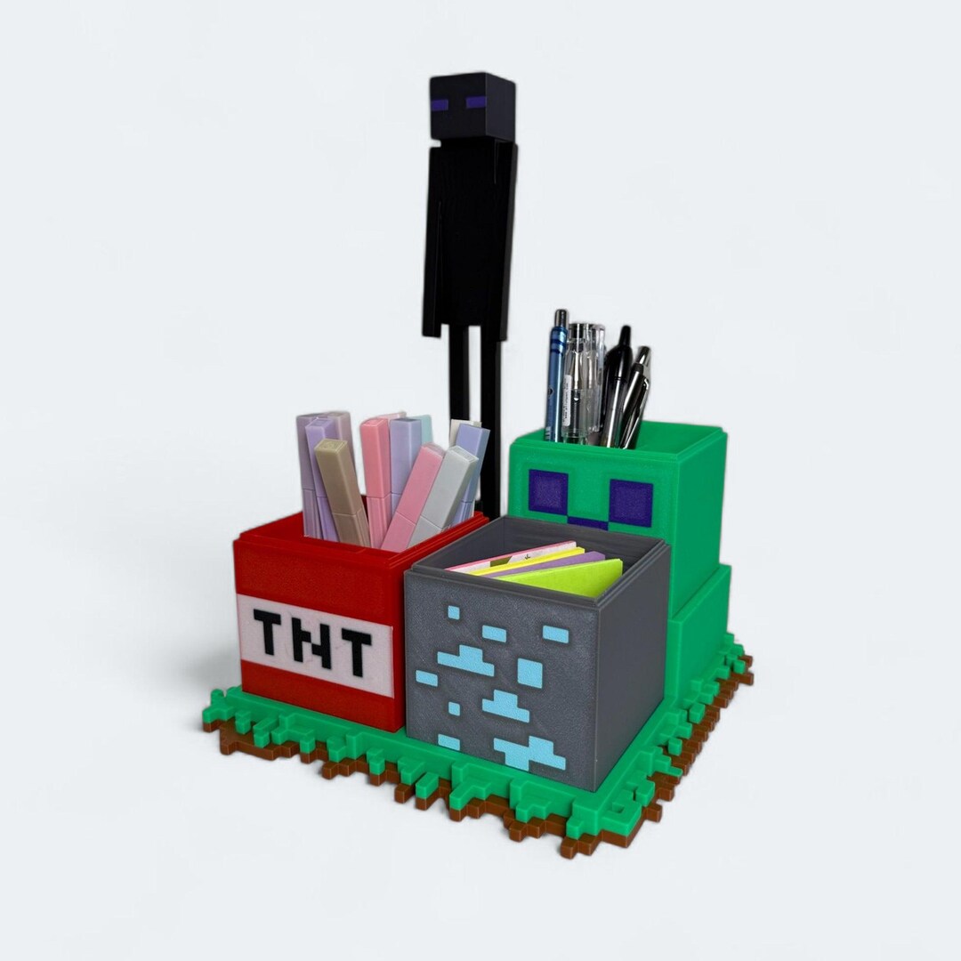 Block-style Desk Organizer – Pixelated Office Supply Holder - Etsy