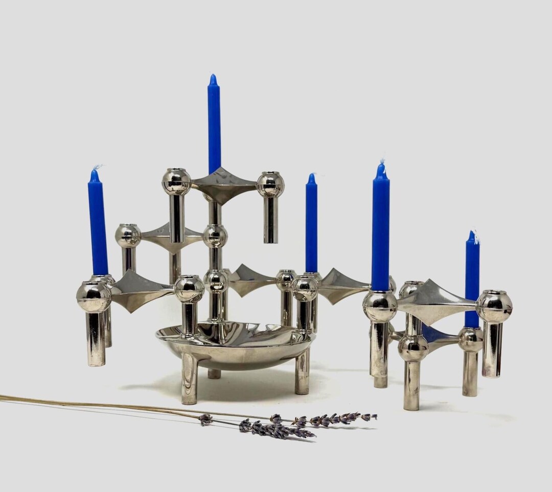 1960s STOFF NAGEL (germany) 7 Piece Candleholders | Set of 7 Chrome ...