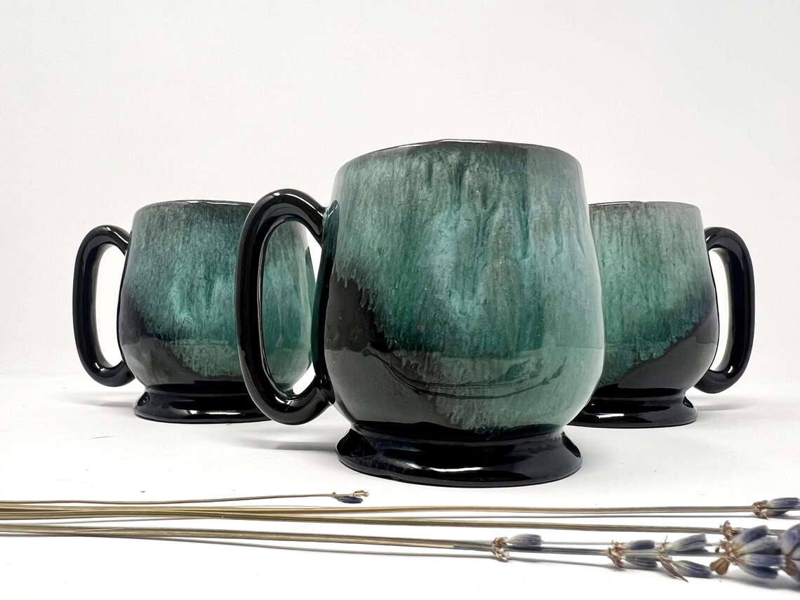 1970s CANUCK POTTERY (canada) 4 Evangeline Ware Drip Glazed Pottery ...
