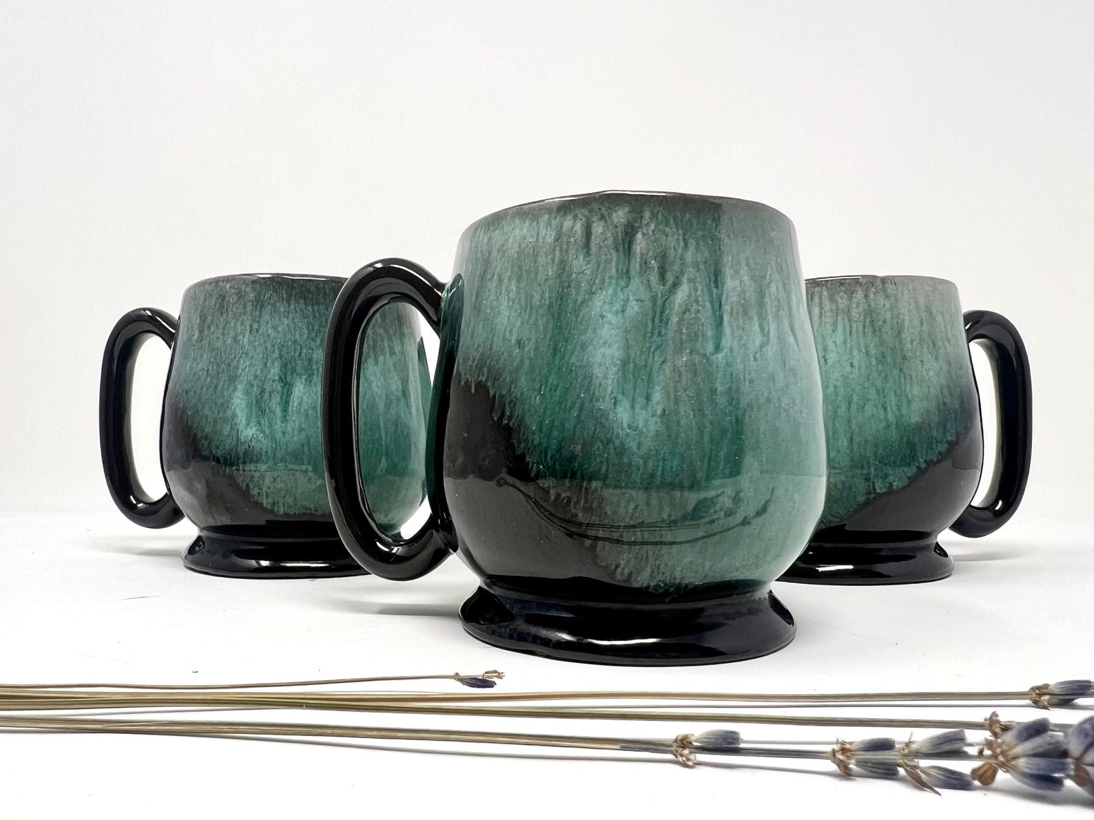1970s CANUCK POTTERY (canada) 4 Evangeline Ware Drip Glazed Pottery ...