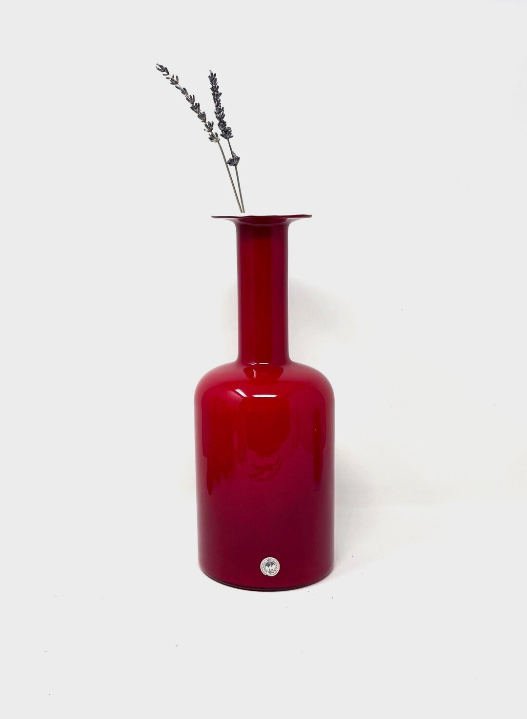 1970s HOLMEGAARD (denmark) 12" Ruby Red Vase | Otto Brauer Cased Glass ...