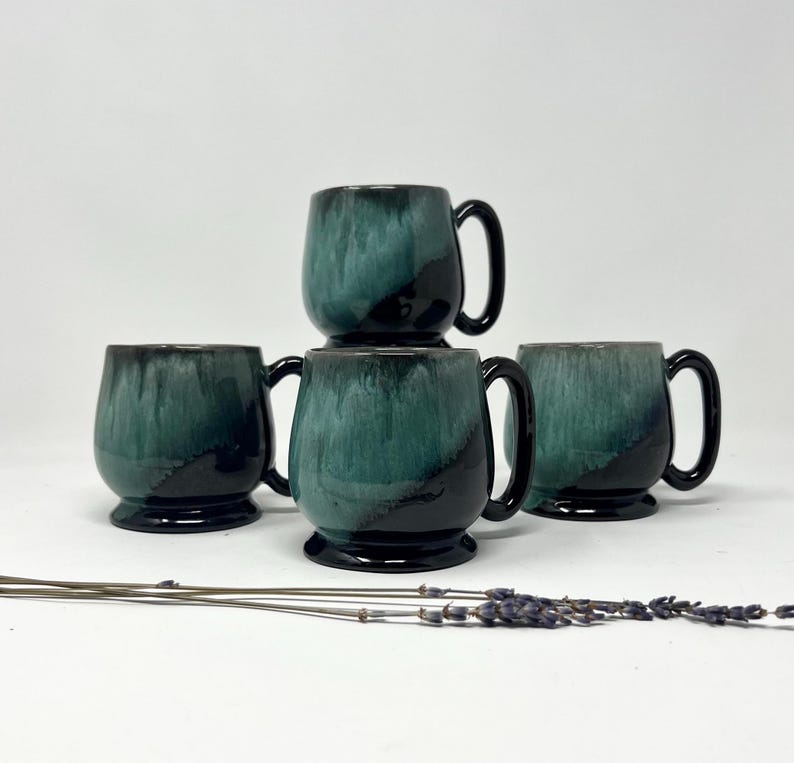1970s CANUCK POTTERY (canada) 4 Evangeline Ware Drip Glazed Pottery ...