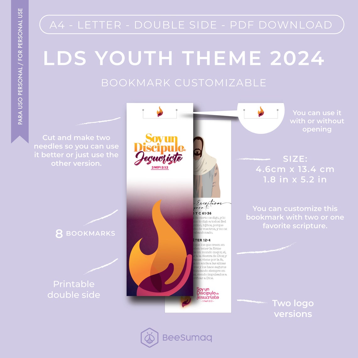 LDS Printable Bookmark Youth Theme 2024 / Customizable Bookmark ...