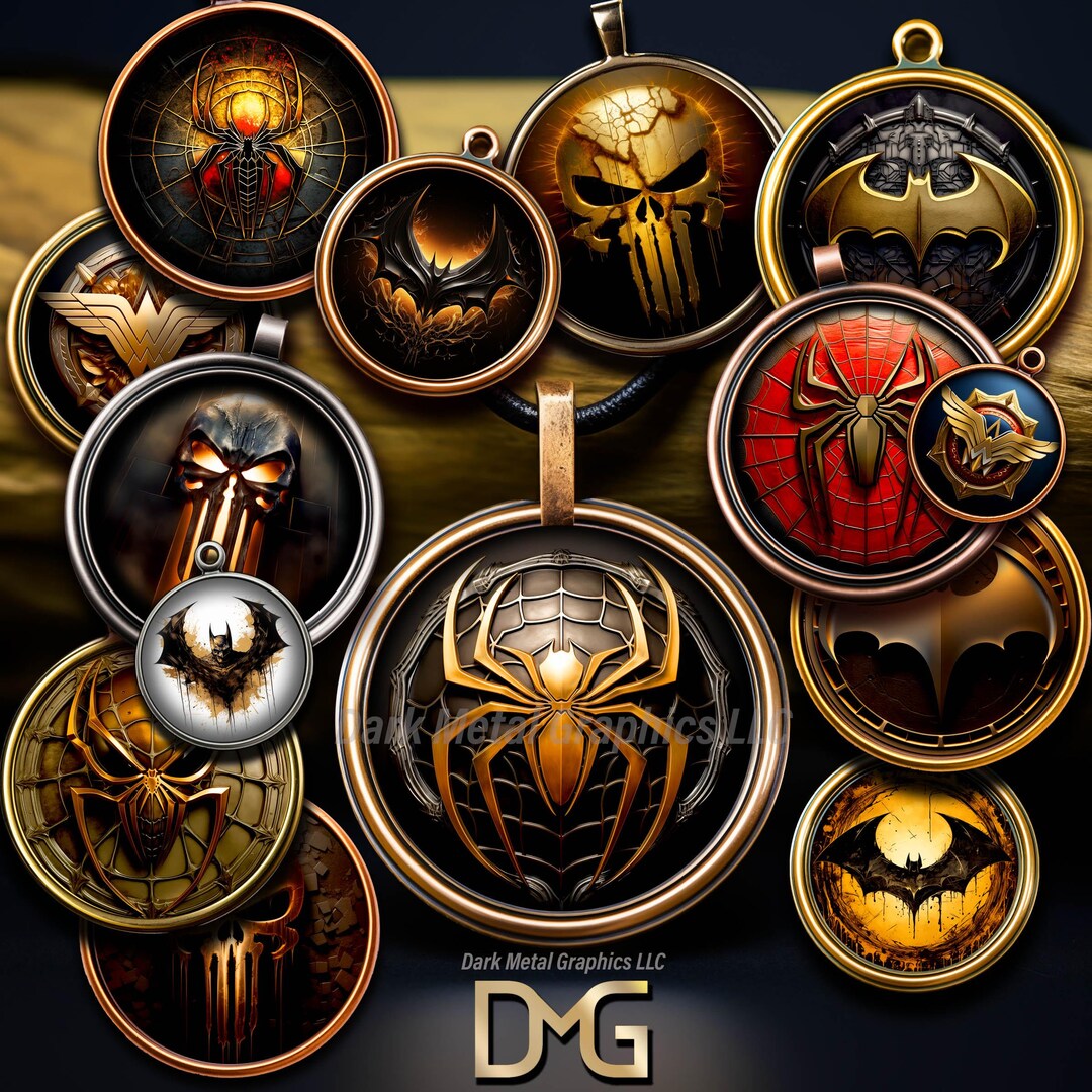 24 Super Hero Emblems Set 2 Printable Art for Jewelry, Glass Cabochons ...