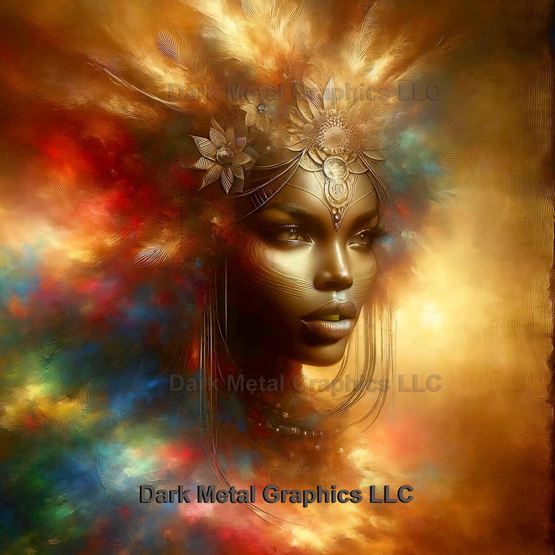 African Woman Portrait: Royal Headdress, Vibrant Colors (digital ...