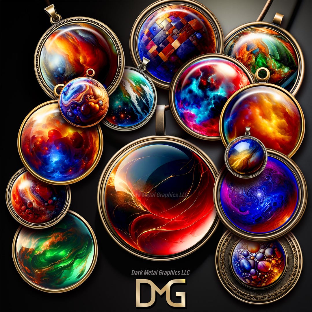 24 Fantastic Spheres Designs Printable Art for Jewelry, Glass Cabochons ...
