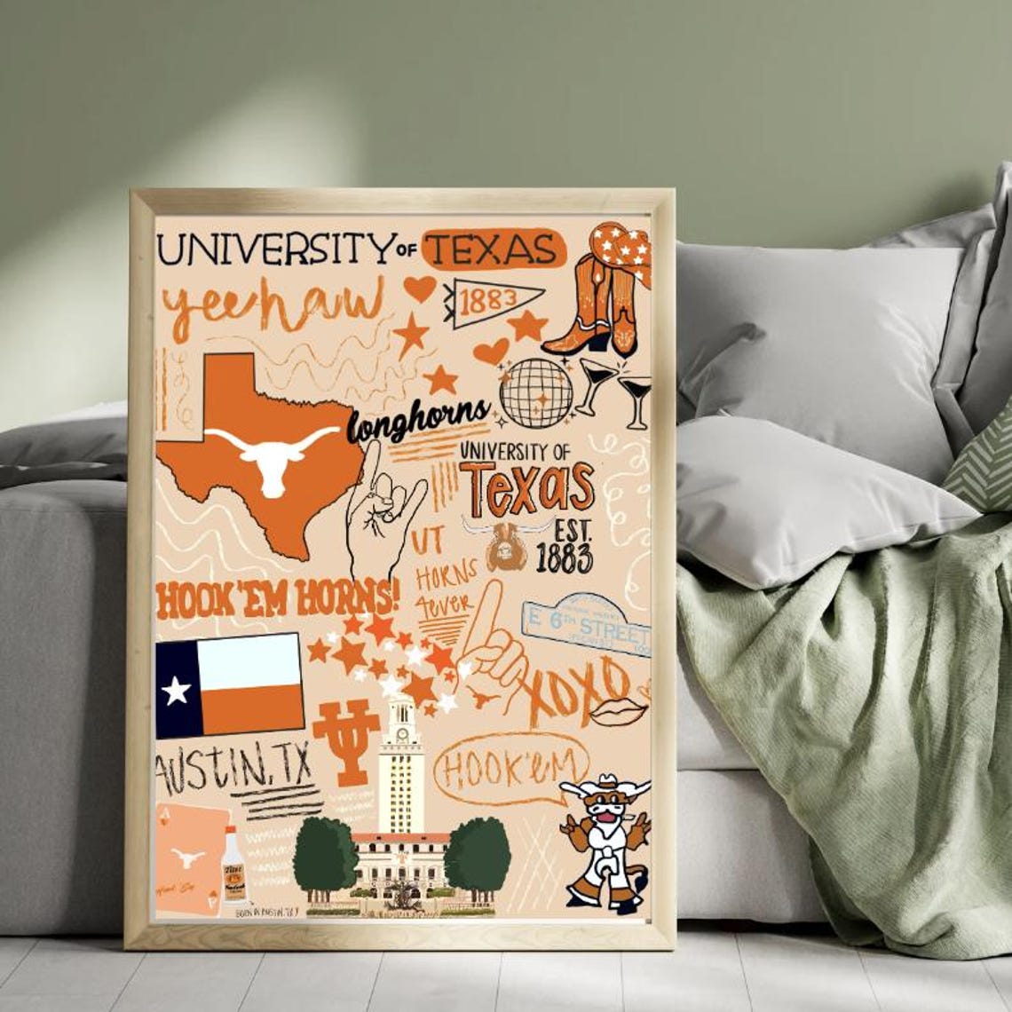 UT Posters | University of Texas Digital Art | Ut Wall Decor | Texas ...
