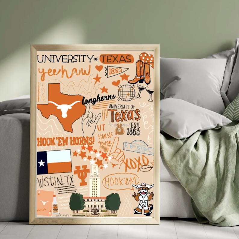 UT Posters | University of Texas Digital Art | Ut Wall Decor | Texas ...