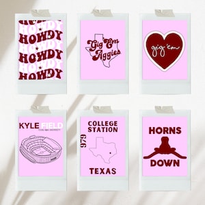 6 Piece Texas A8M Wall Art | TAMU Posters | Texas AM Digital Art ...