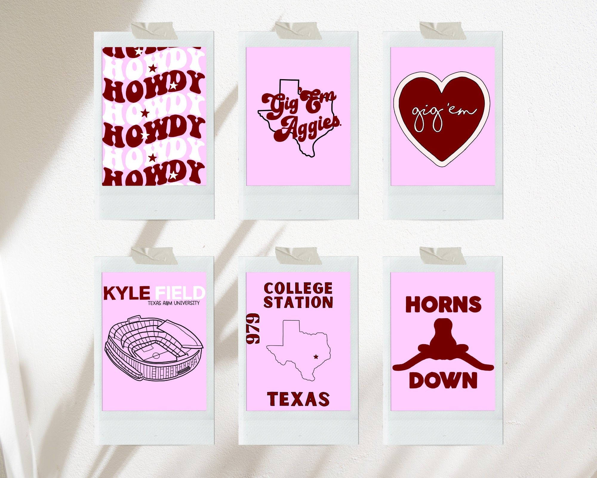 6 Piece Texas A8M Wall Art | TAMU Posters | Texas AM Digital Art ...