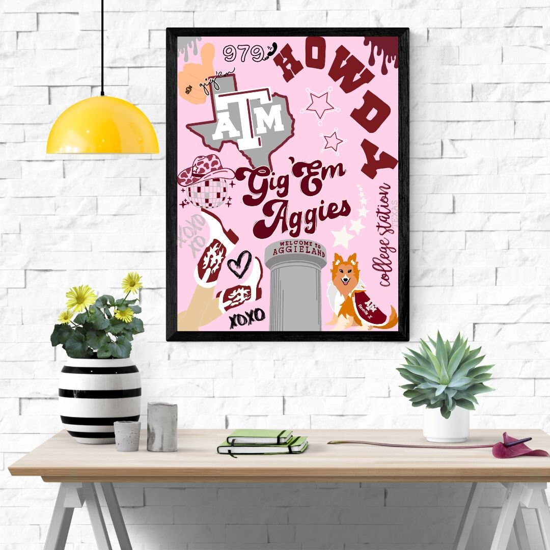 TAMU Posters | Texas A M Digital Art | College Station Wall Decor ...