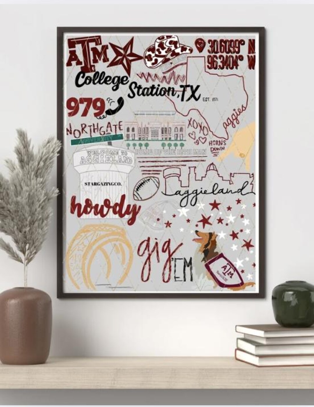 TAMU Posters | Texas A M Digital Art | College Station Wall Decor ...