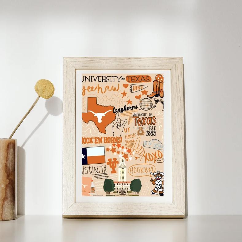 UT Posters | University of Texas Digital Art | Ut Wall Decor | Texas ...