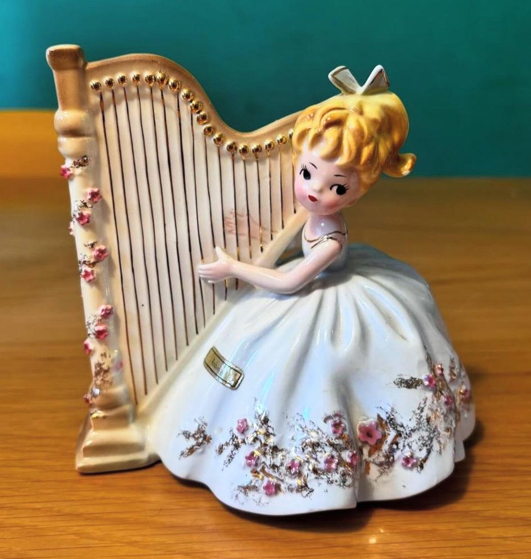 Josef Originals “robin” Playing the Harp - Etsy
