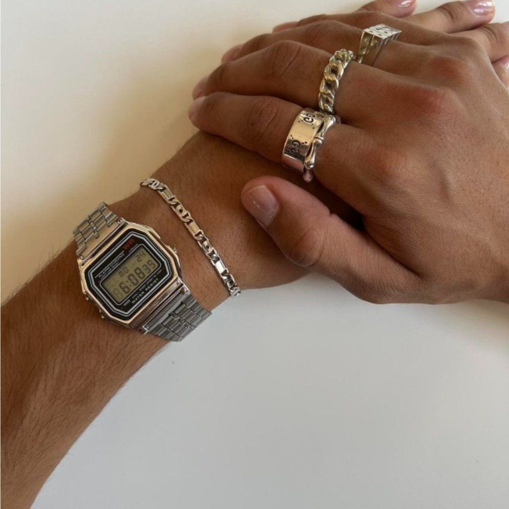 Y2K 2000s Vintage Retro Style Silver Water-resistant Stainless Steel ...