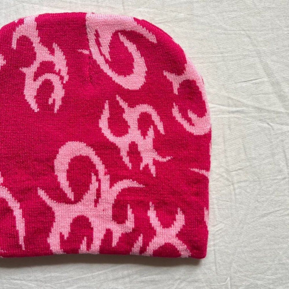 Y2K Grunge Pink and Magenta Fire Design Beanie - Etsy