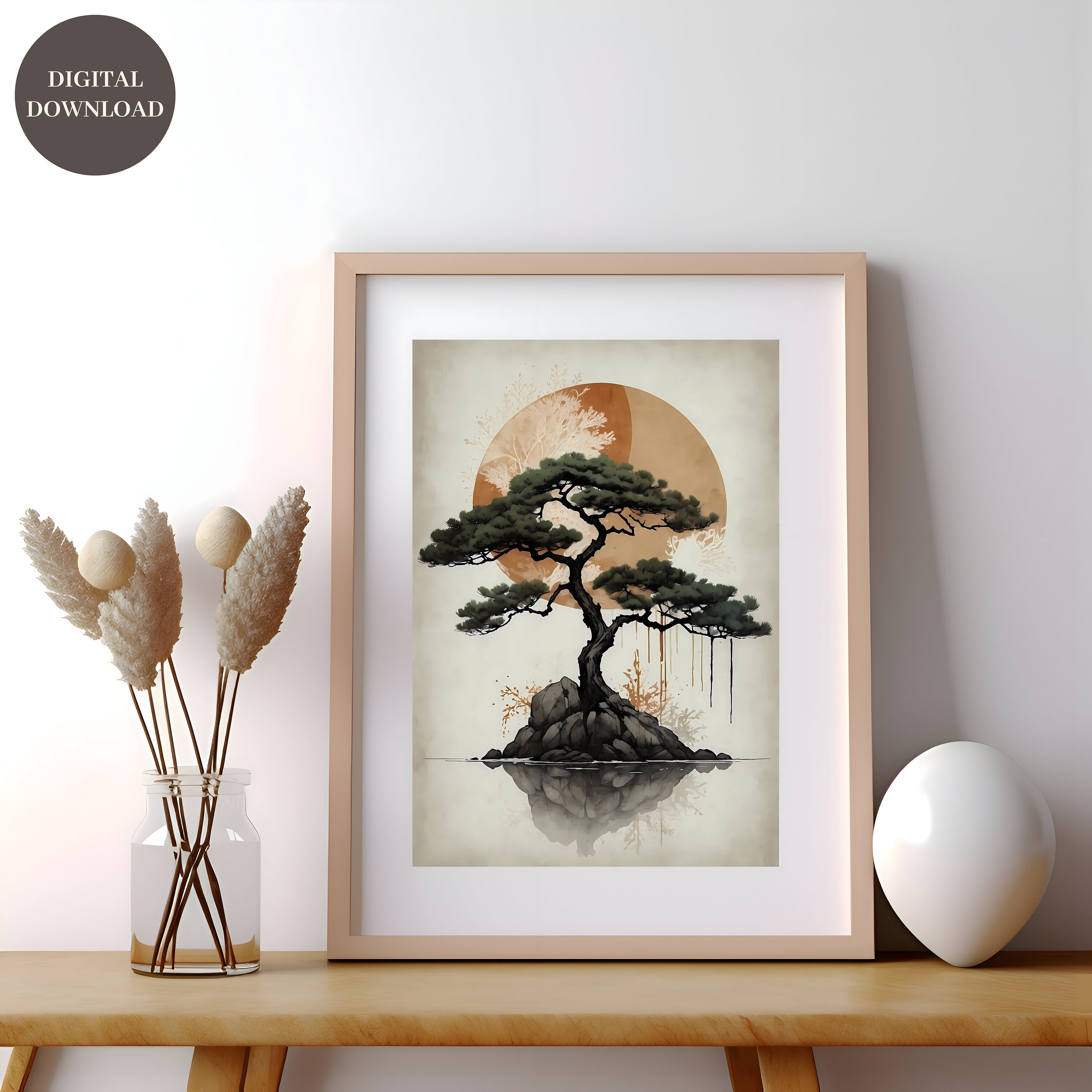 Japandi Tree Art Print, Japandi Print, Tranquil Nature Wall Decor, Wabi ...