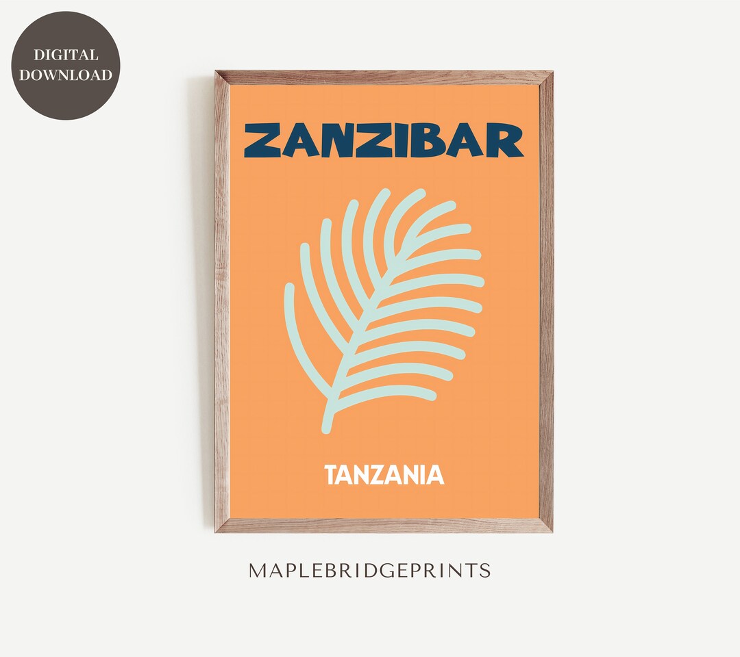 Zanzibar Tanzania Travel Poster: Retro Palm Print (digital Download) - Etsy