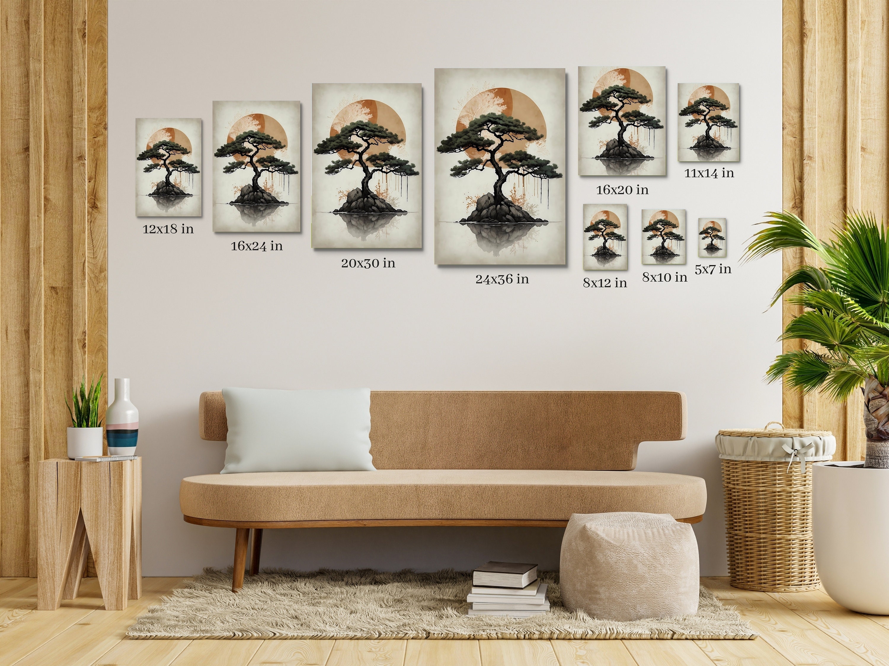 Japandi Tree Art Print, Japandi Print, Tranquil Nature Wall Decor, Wabi ...