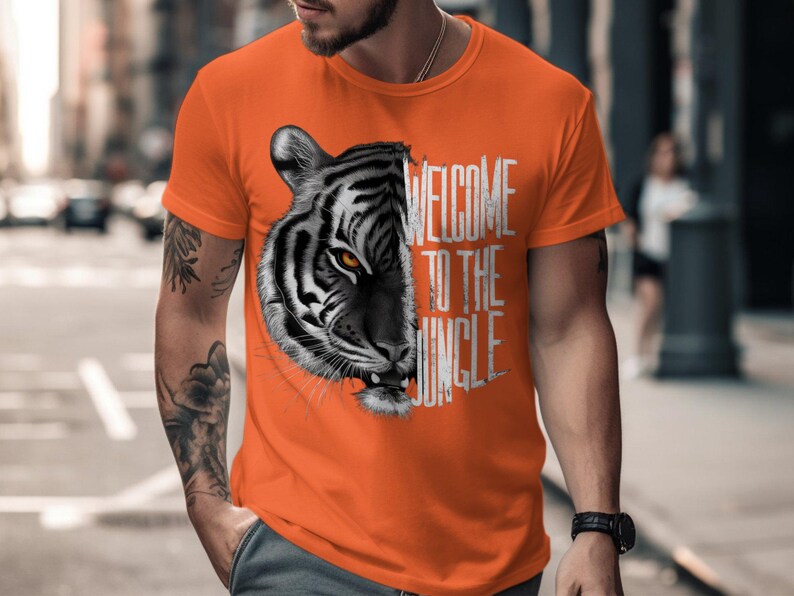Tiger Welcome to the Jungle T-shirt, Half Face Tiger Shirt, Jungle ...