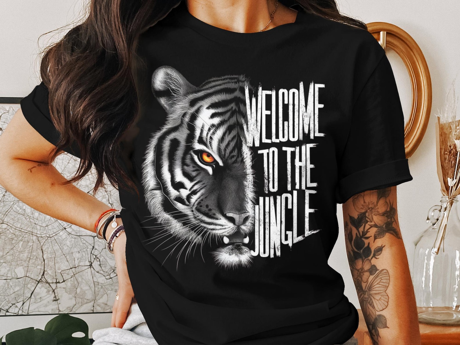 Tiger Welcome to the Jungle T-shirt, Half Face Tiger Shirt, Jungle ...