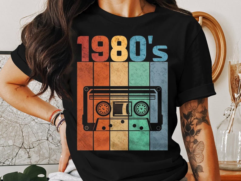 Retro 1980s Cassette Tape Graphic T-shirt Vintage Music Lover Tee 80s ...