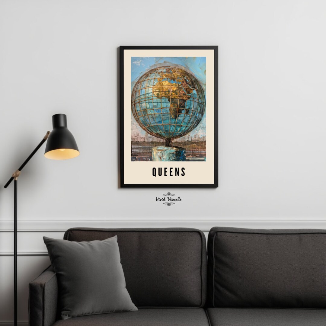 Queens Unisphere Wall Art Oil Painting Wall Art Travel Wall Art Wall Art Prints Digital Wall Art ...