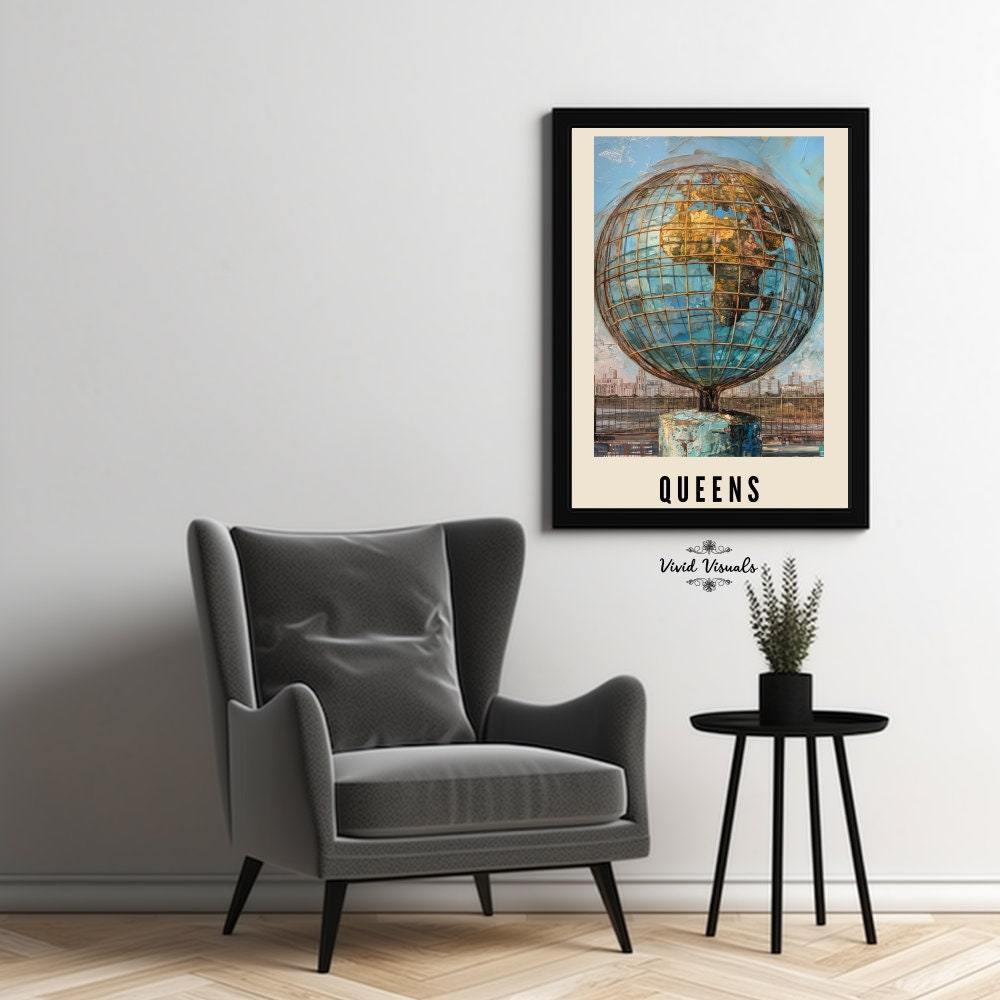 Queens Unisphere Wall Art Oil Painting Wall Art Travel Wall Art Wall ...