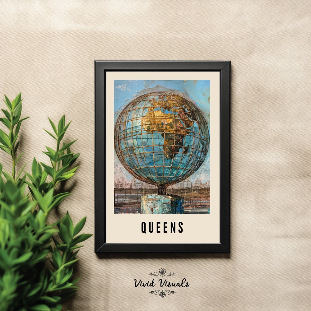 Queens Unisphere Wall Art Oil Painting Wall Art Travel Wall Art Wall ...