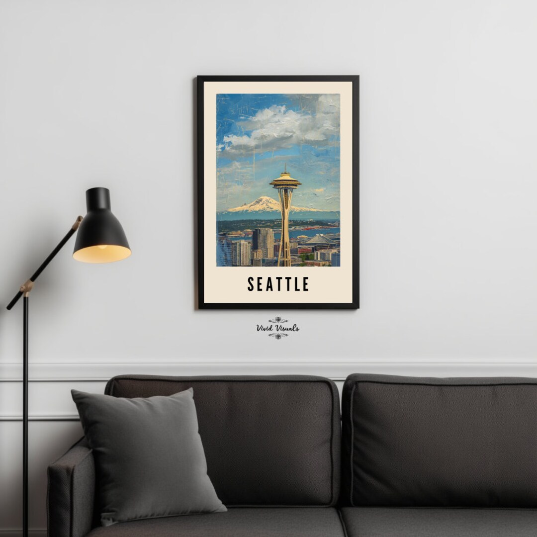 Seattle Space Needle Wall Art Painting Wall Art Travel Wall Art Wall ...