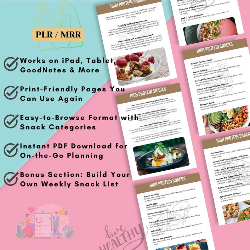 100 High-protein Snack Ideas PLR | Editable Canva Template | Digital ...