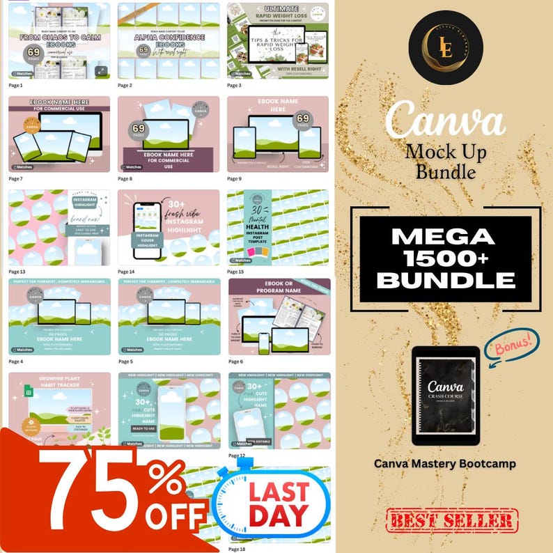 1500+ Editable Canva Mockup Templates Bundle | PLR MRR License ...