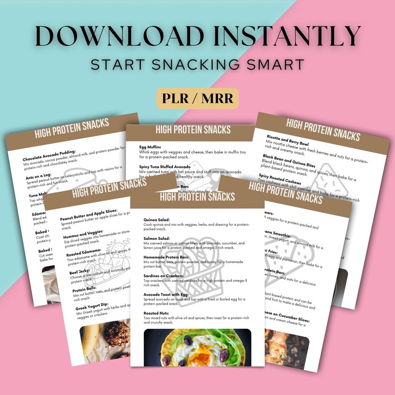 100 High-protein Snack Ideas PLR | Editable Canva Template | Digital ...