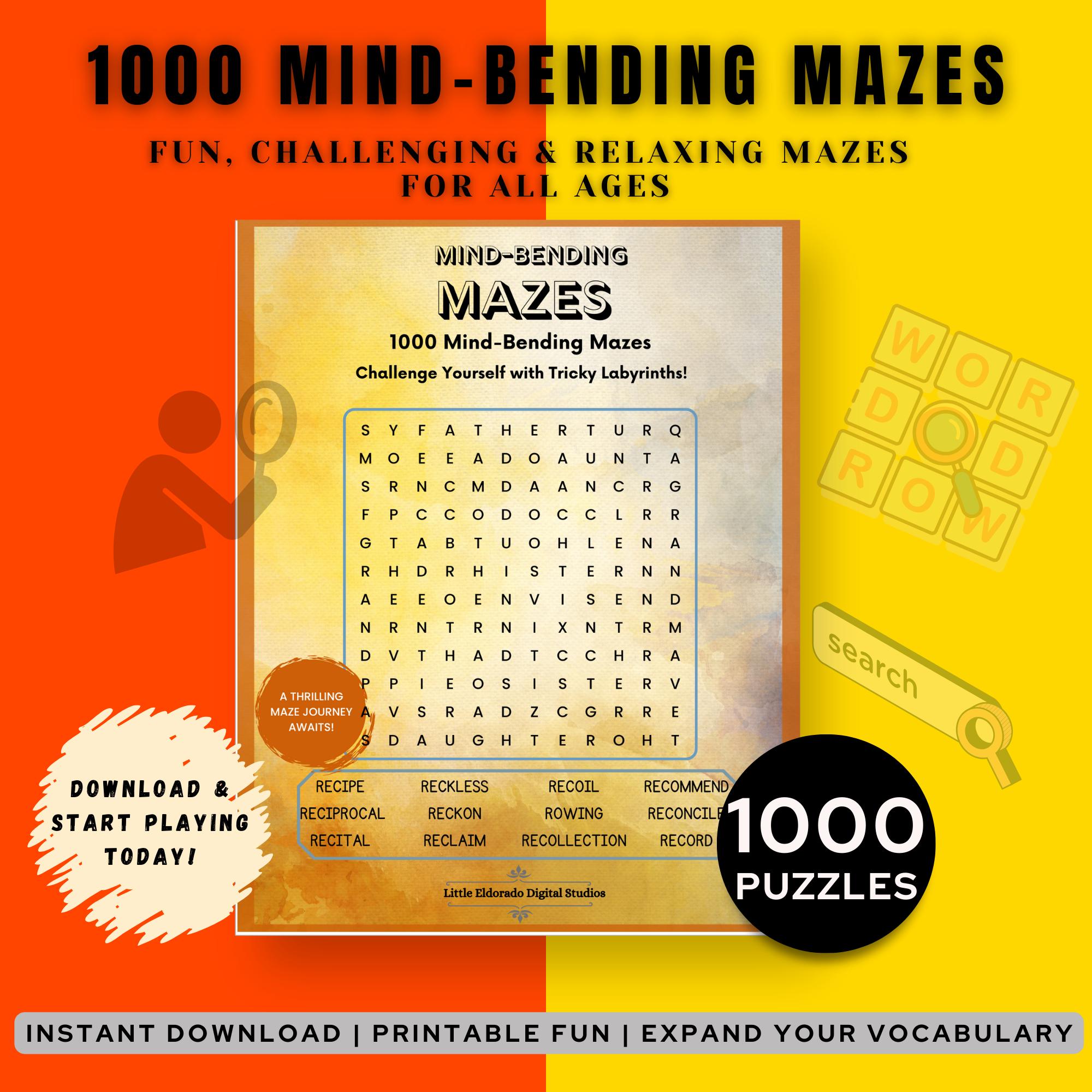 1000 Mind-bending Mazes | Printable Maze Puzzle Book | Fun Brain ...