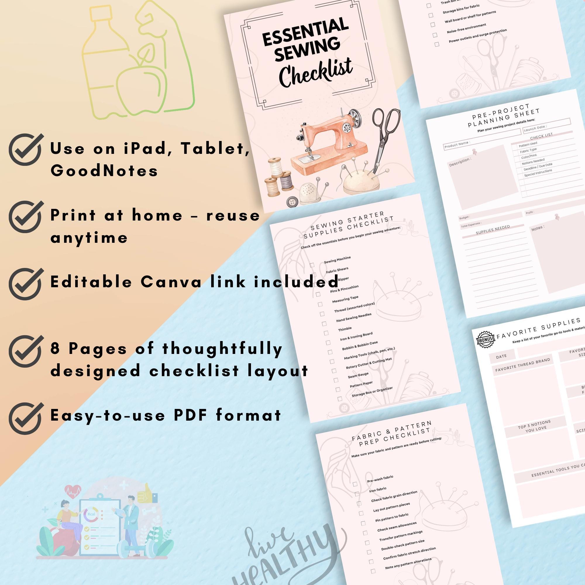 Essential Sewing Checklist for Beginners Printable Sewing Kit Sewing ...