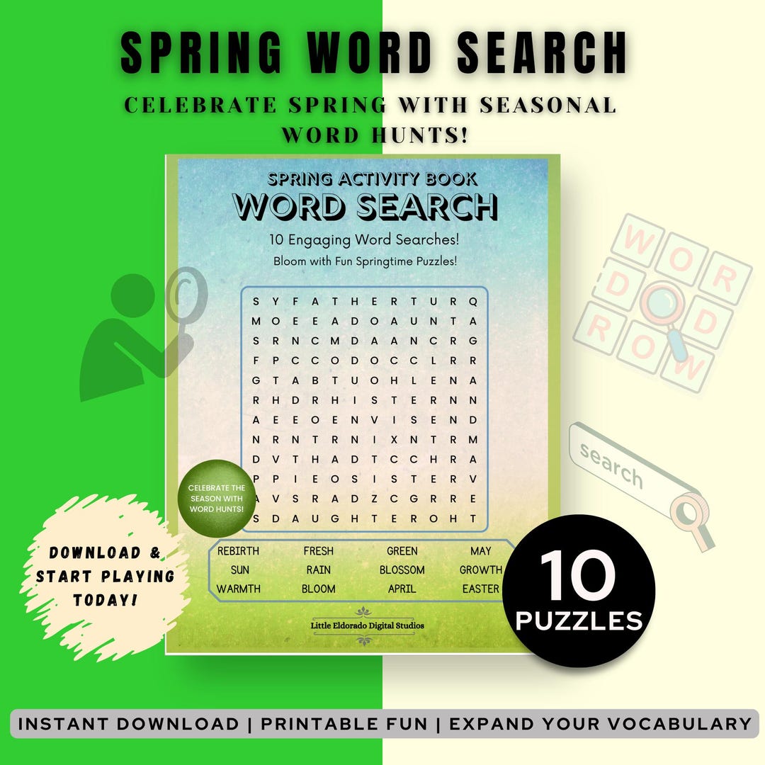 Spring Word Search and Activity Book | 10 Fun Printable Puzzles ...