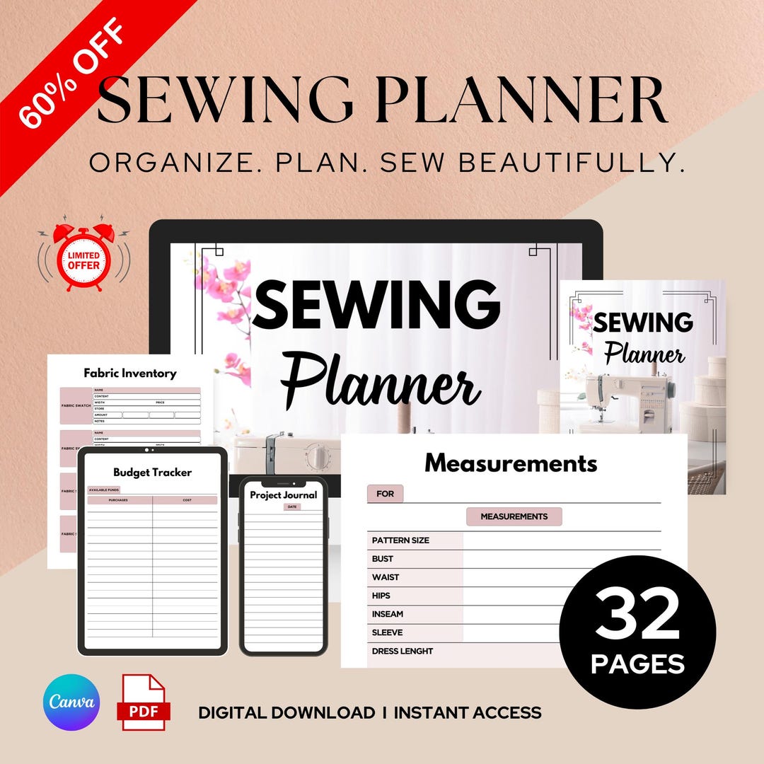 Quilting Planner for Sewing Projects | Digital Quilt Journal & Fabric ...