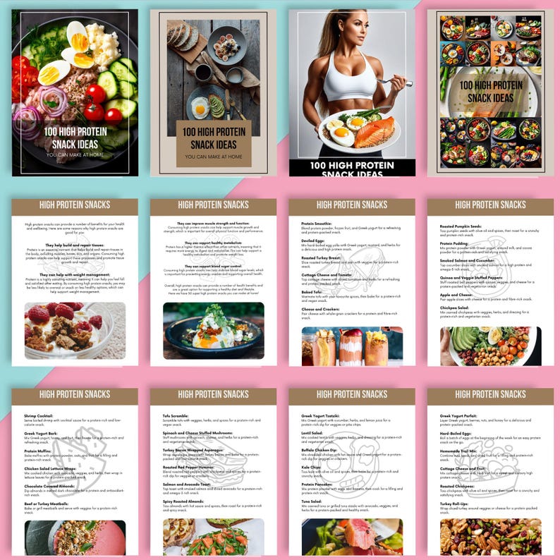 100 High-protein Snack Ideas PLR | Editable Canva Template | Digital Meal Prep Guide | Sell as ...