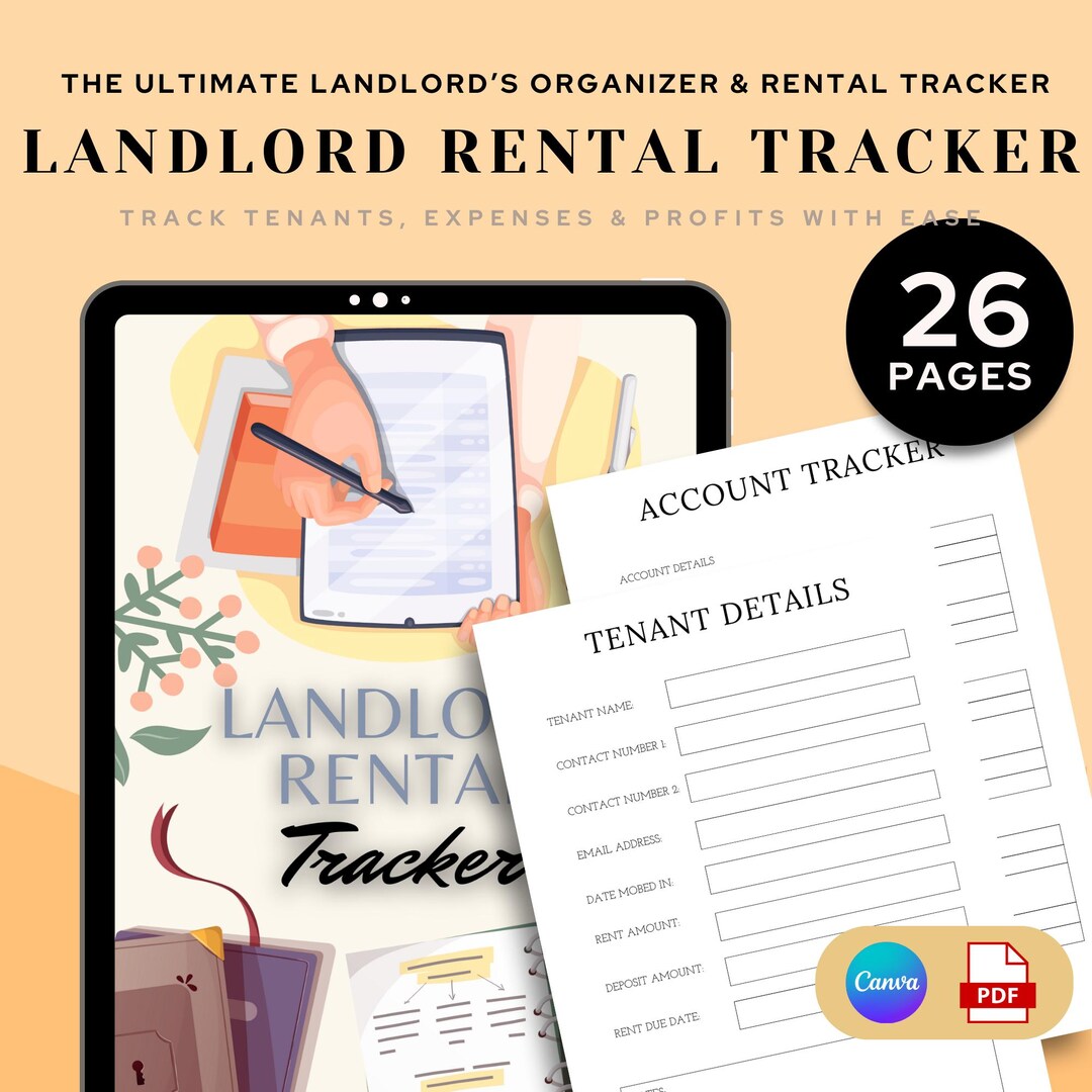Landlord Rental Tracker | Printable 26-page Property Management Planner ...