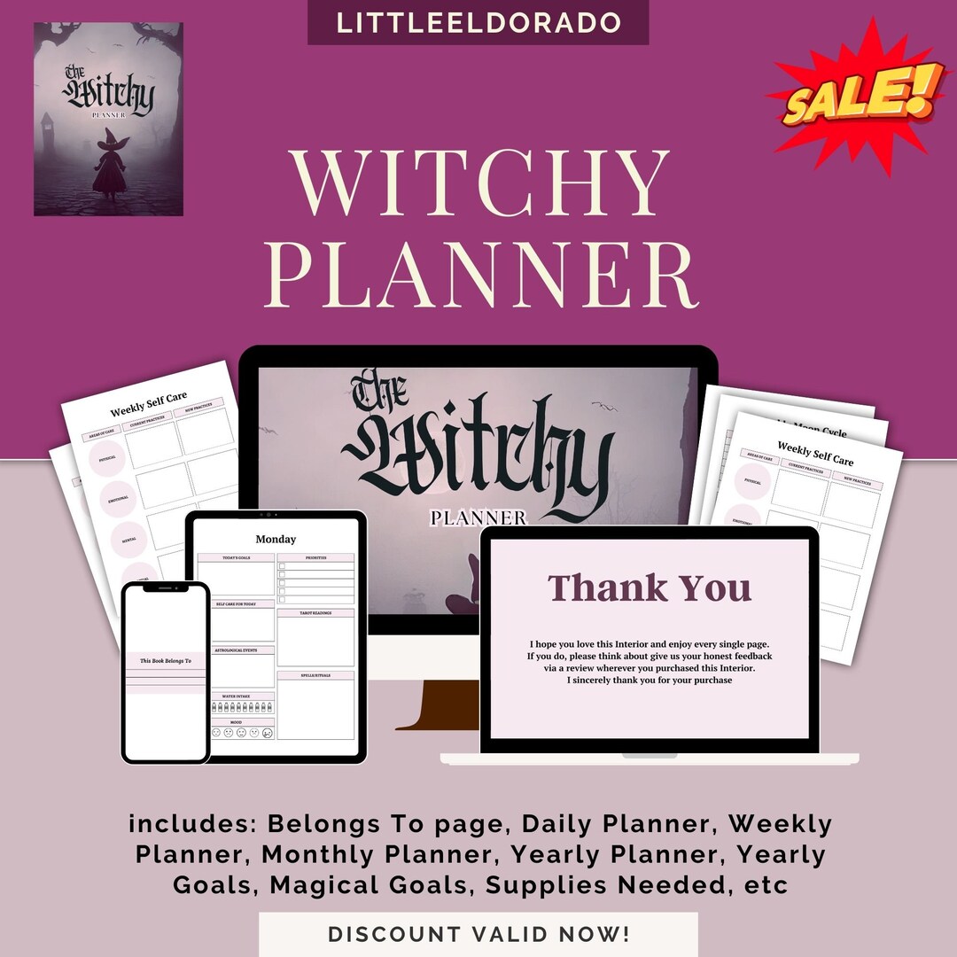 Witchy Planner Template Witch Planner Bundle Spellbook Journal Gift ...