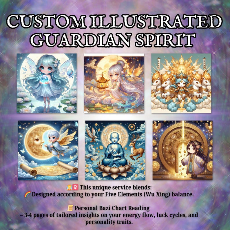 Custom Five Elements Guardian Chibi Art: Bazi Birth Chart Reading (PDF ...