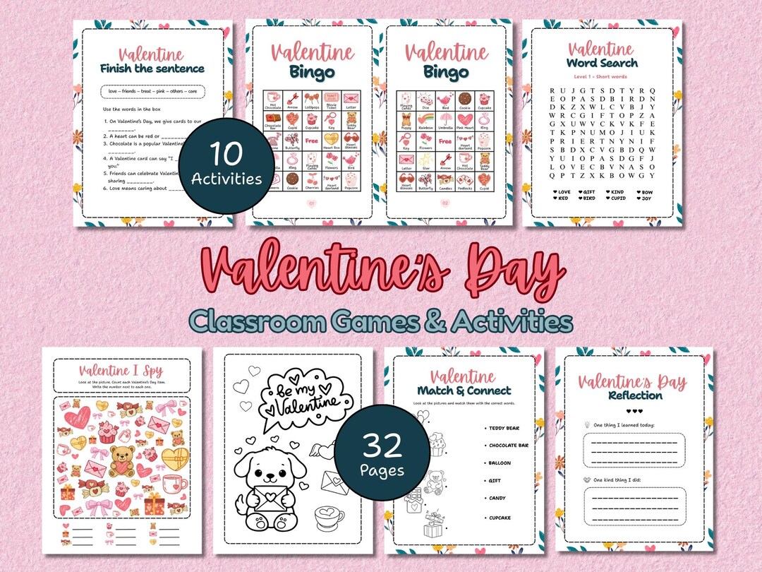 Valentine’s Day Games & Activities Bundle for Kids | Classroom ...