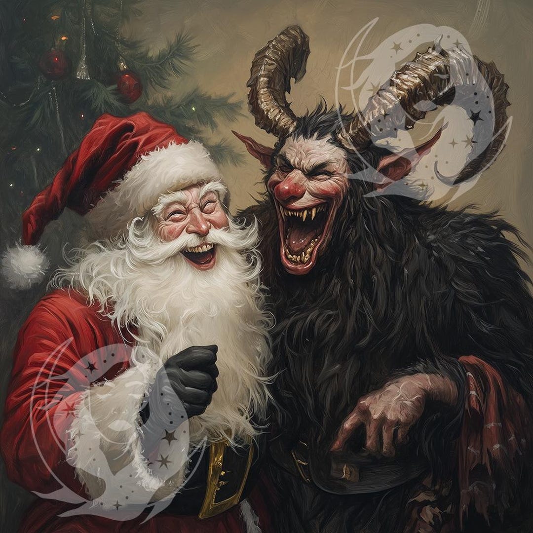 Santa and Krampus Friendship Clipart – Funny Christmas Artwork ...