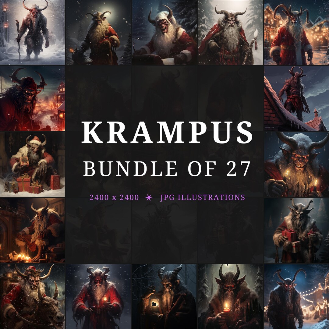 Krampus Clipart Bundle – 27 Digital JPG Illustrations, Creepy Christmas ...
