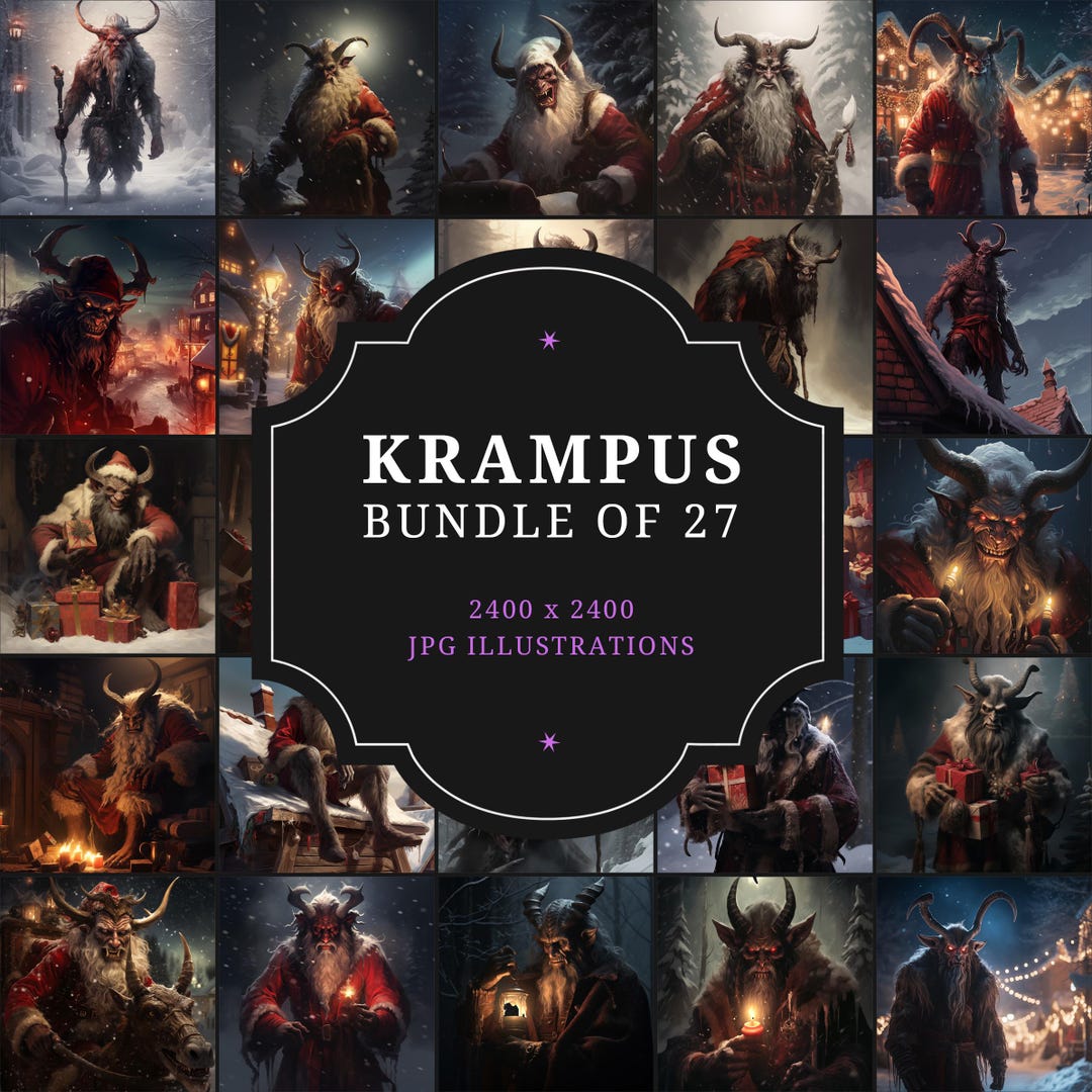 Krampus Clipart Bundle: Creepy Christmas Gothic Art (digital JPG ...